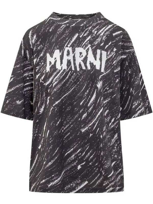 Marni Scribble Logo Jersey T-shirt - Black
