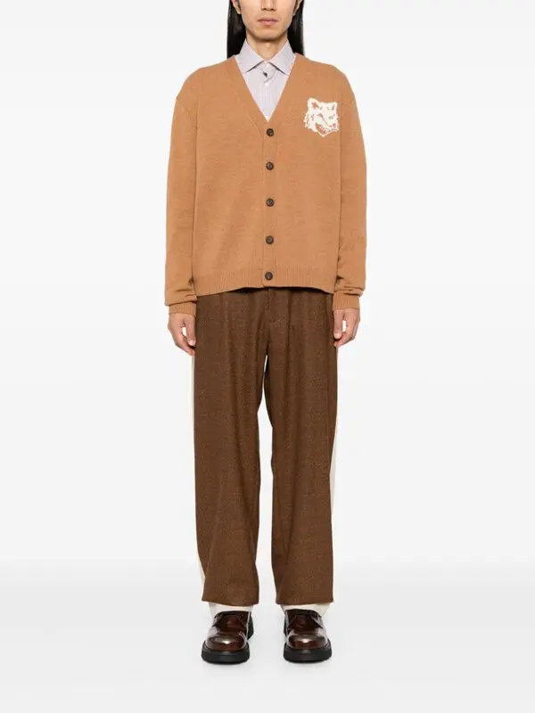 Maison Kitsuné Fox Head Intarsia Cardigan - Neutrals