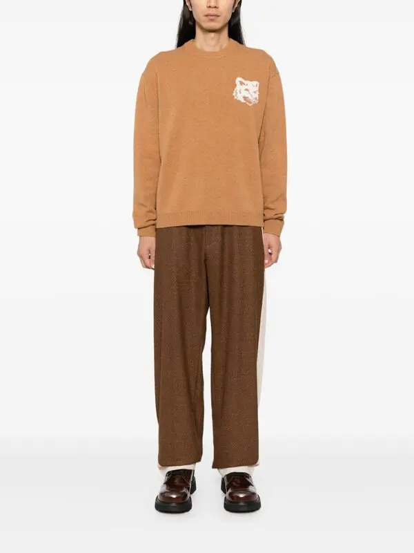 Maison Kitsuné Fox Head Intarsia Jumper - Neutrals
