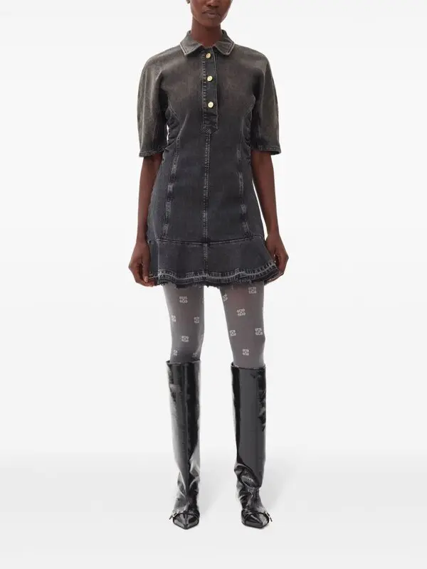 GANNI Tint-edge Denim Mini Dress - Grey