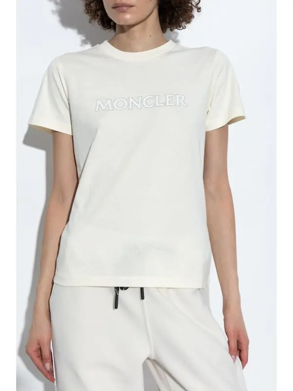 Moncler Crystal-logo T-shirt - Neutrals
