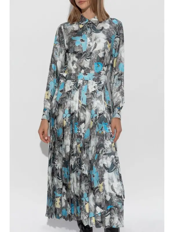 Tory Burch Printed Pleated Midi Dress
