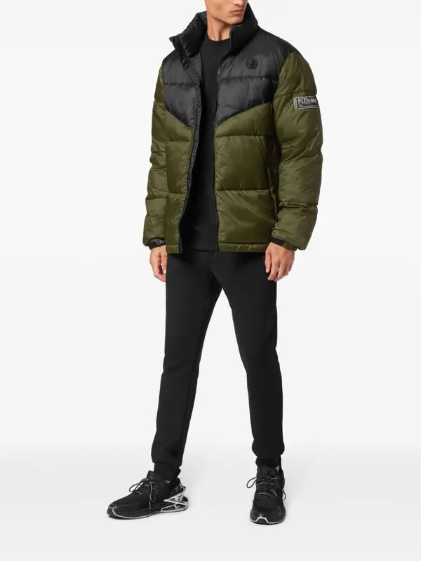 PLEIN SPORT Panelled Puffer Jacket - Green