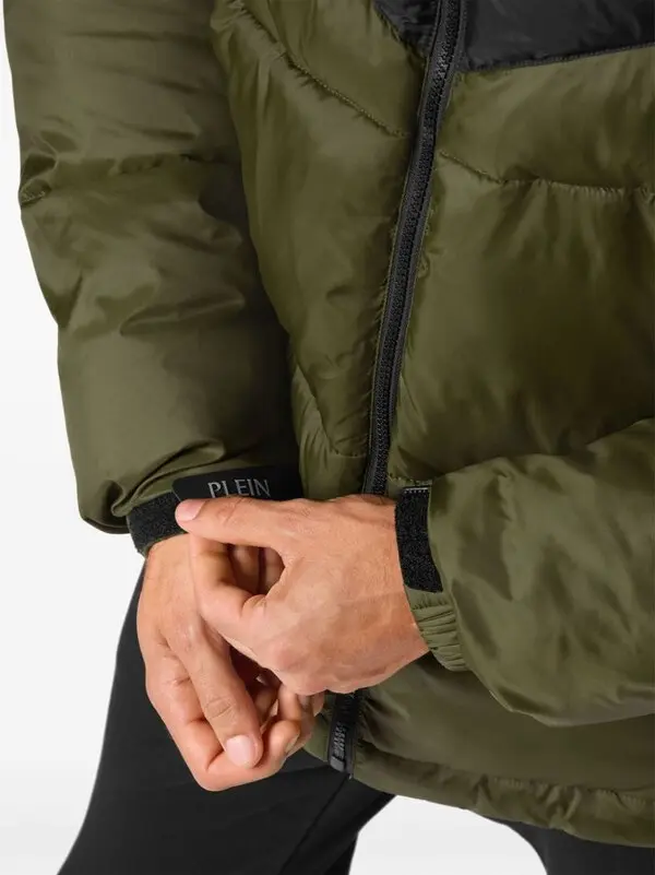 PLEIN SPORT Panelled Puffer Jacket - Green