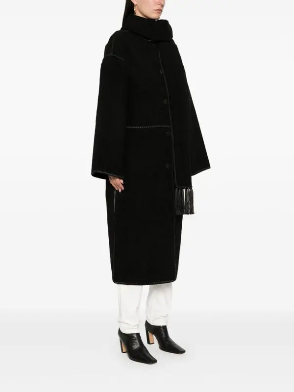 TOTEME Embroidered Scarf Coat - Black