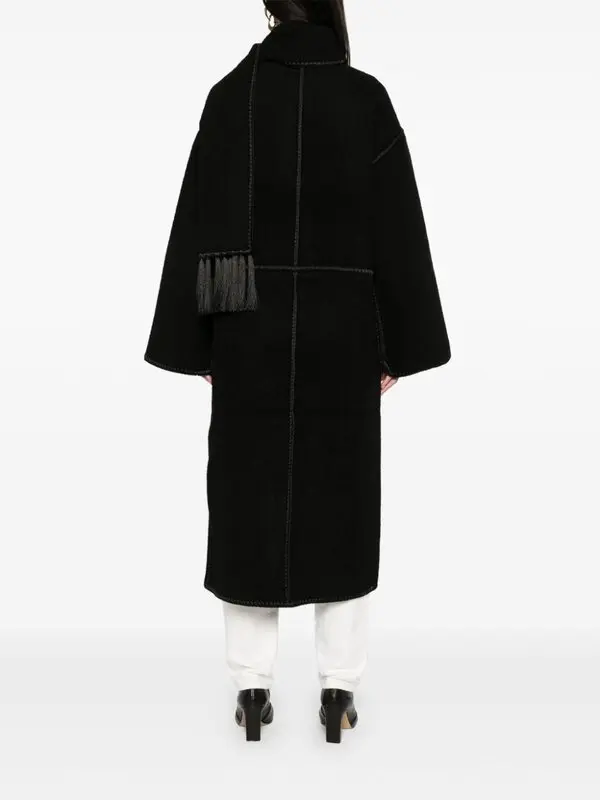 TOTEME Embroidered Scarf Coat - Black