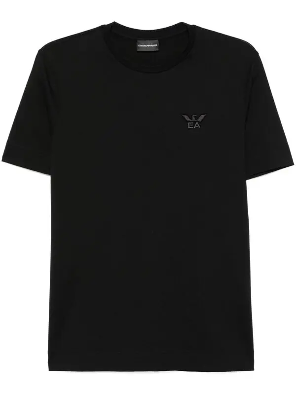 Emporio Armani Logo-embroidered T-shirt - Black