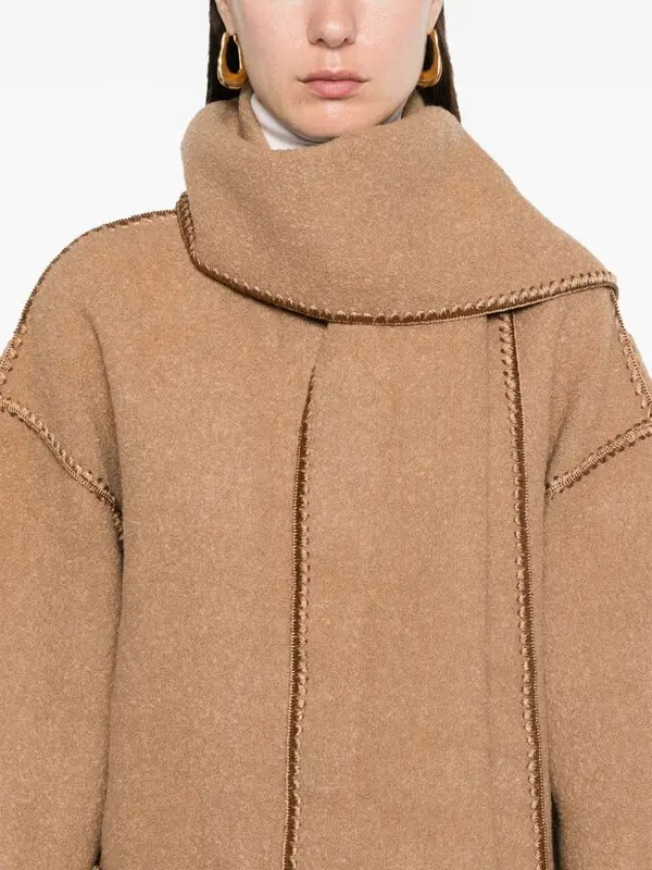 TOTEME Embroidered Scarf Coat - Brown