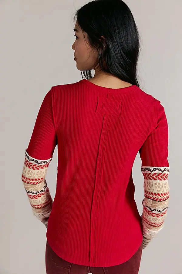Free People We The Free All In Cuff Top - Red Sport Combo