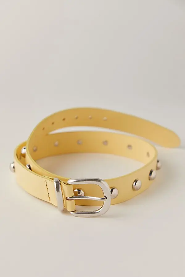 Free People Rhodes Studded Leather Belt - Banana Cream