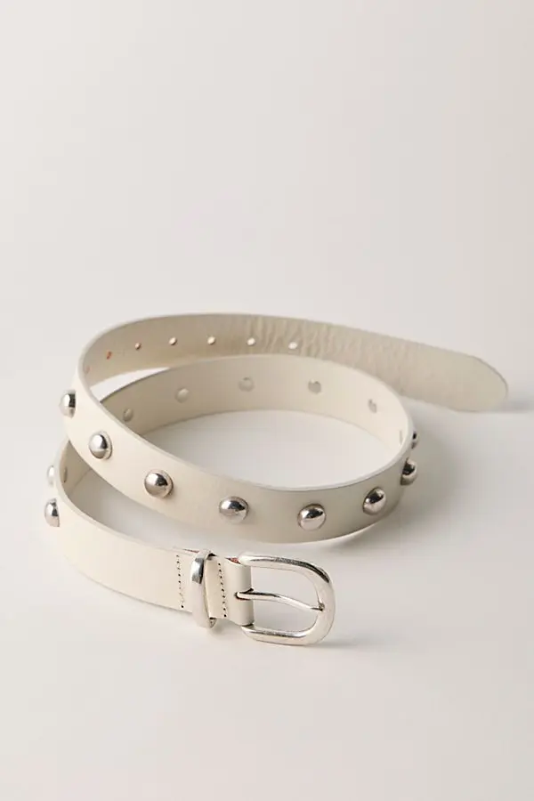 Free People Rhodes Studded Leather Belt - Cloud