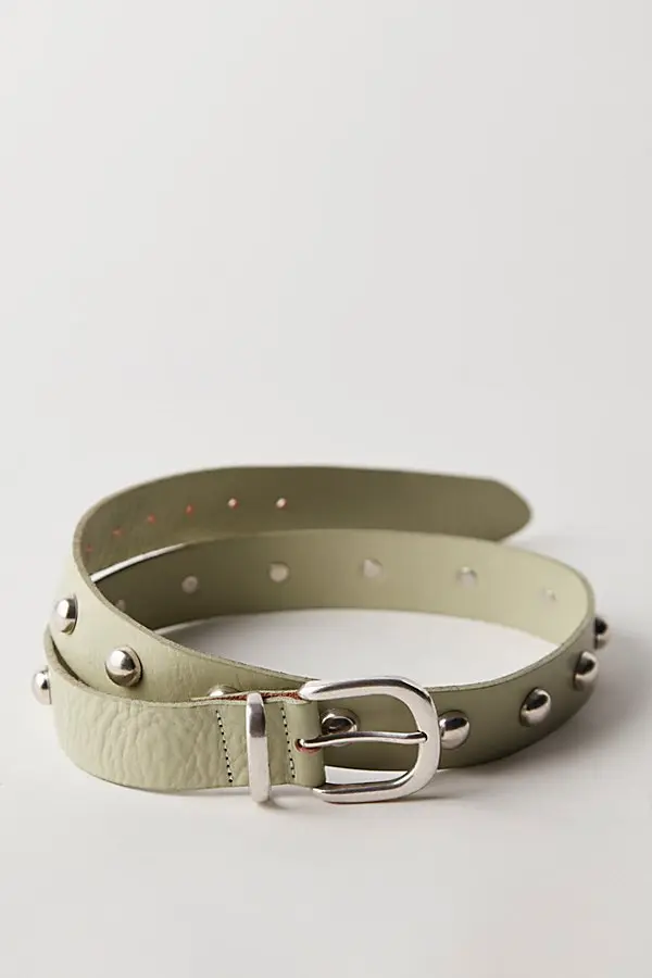Free People Rhodes Studded Leather Belt - Dried Sage