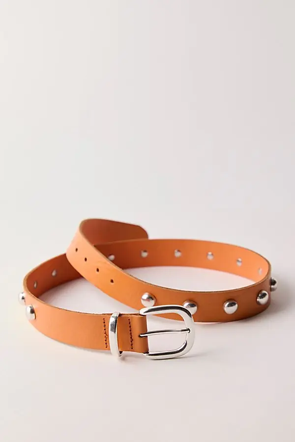 Free People Rhodes Studded Leather Belt - Iceland Poppy