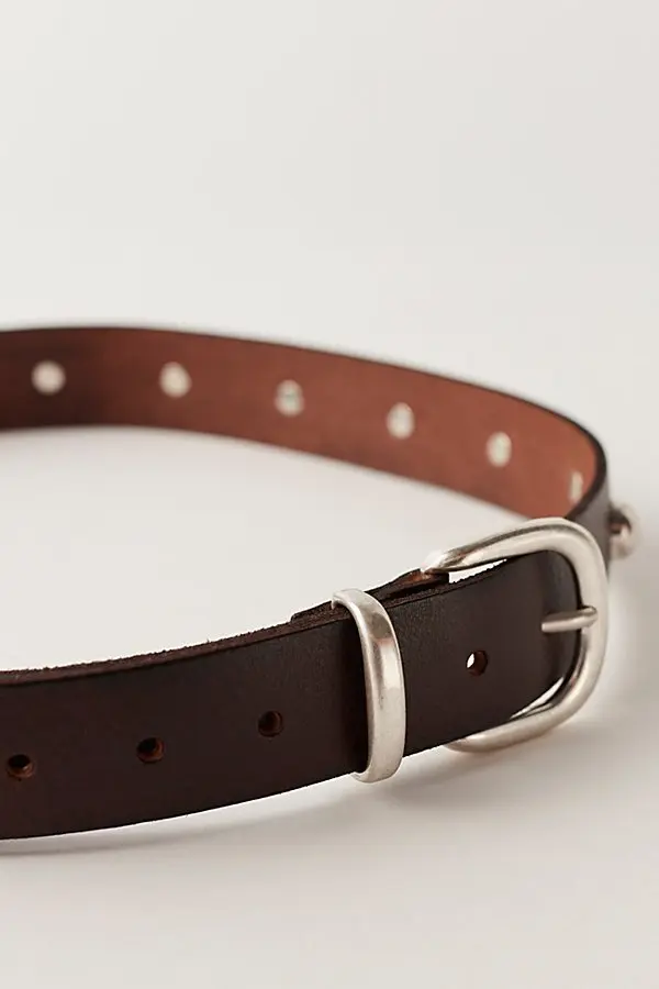 Free People Rhodes Studded Leather Belt - Mocha