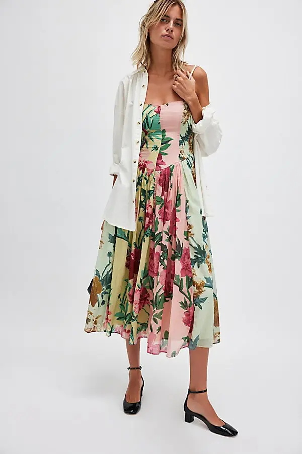 Free People Floral Feelings Midi Dress In Lily Combo - 29% Off |  Editorialist
