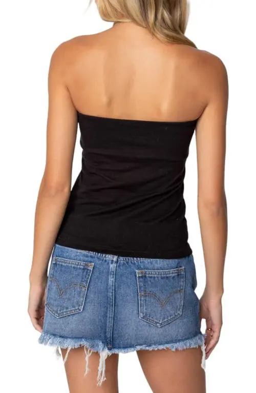 EDIKTED Stretch Cotton Tube Top - Black