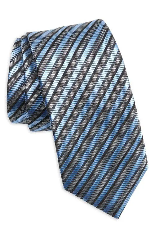 Zegna Cinque Pieghe Striped Silk Tie - Light Blue