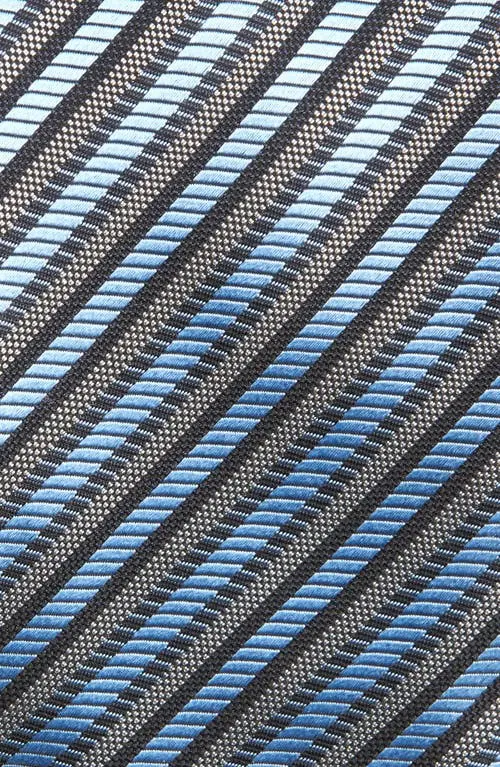 Zegna Cinque Pieghe Striped Silk Tie - Light Blue