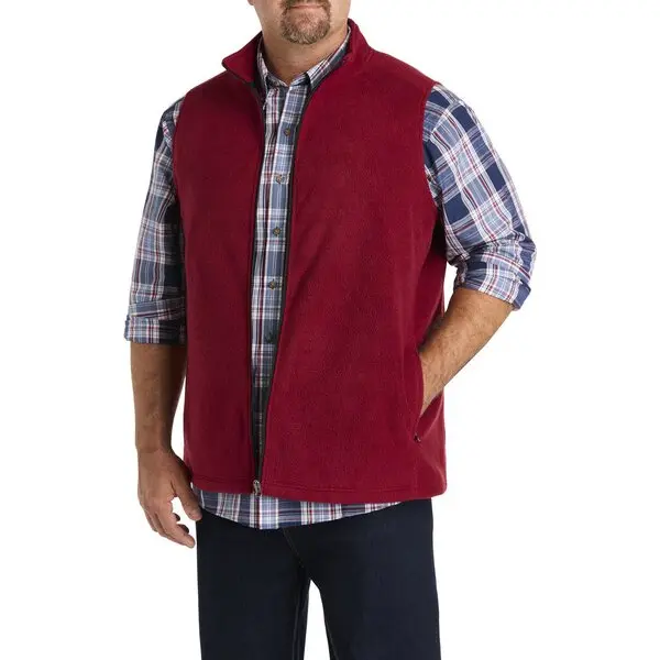 HARBOR BAY BY DXL Polar Fleece Vest - Pomegranate