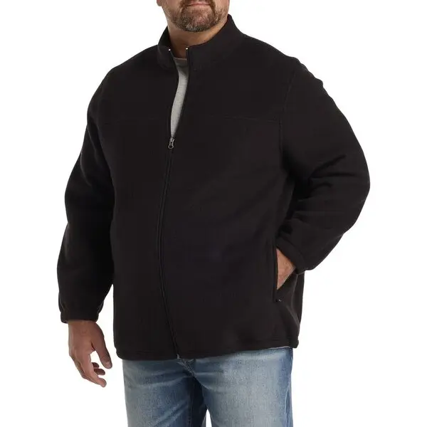 HARBOR BAY BY DXL Full-zip Polar Fleece Jacket - Black