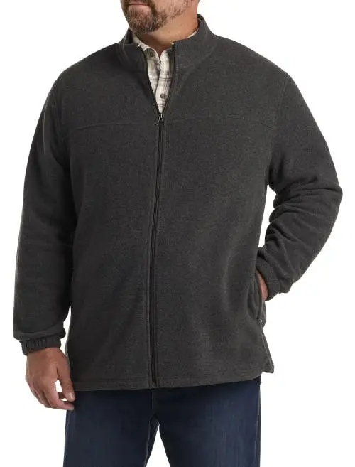 HARBOR BAY BY DXL Big & Tall Full-zip Polar Fleece Jacket - Charcoal
