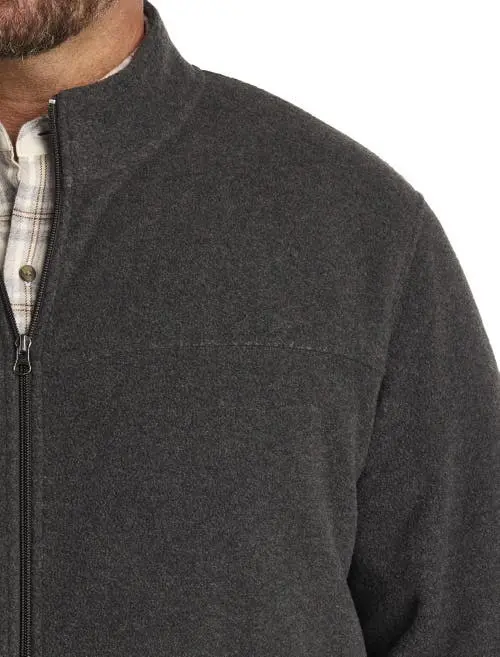 HARBOR BAY BY DXL Big & Tall Full-zip Polar Fleece Jacket - Charcoal