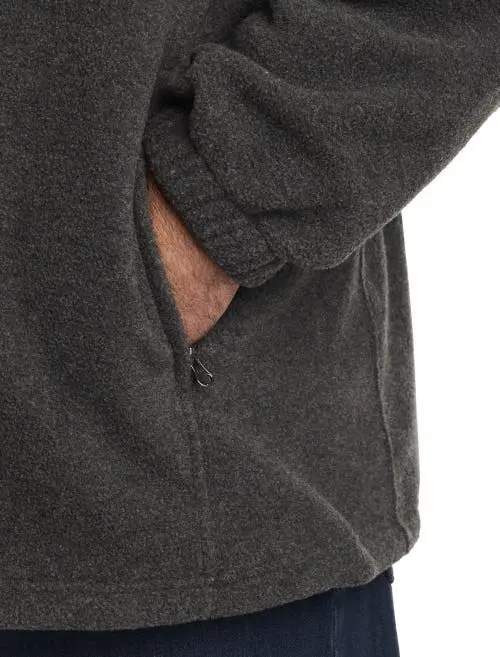 HARBOR BAY BY DXL Big & Tall Full-zip Polar Fleece Jacket - Charcoal