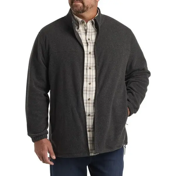 HARBOR BAY BY DXL Full-zip Polar Fleece Jacket - Charcoal