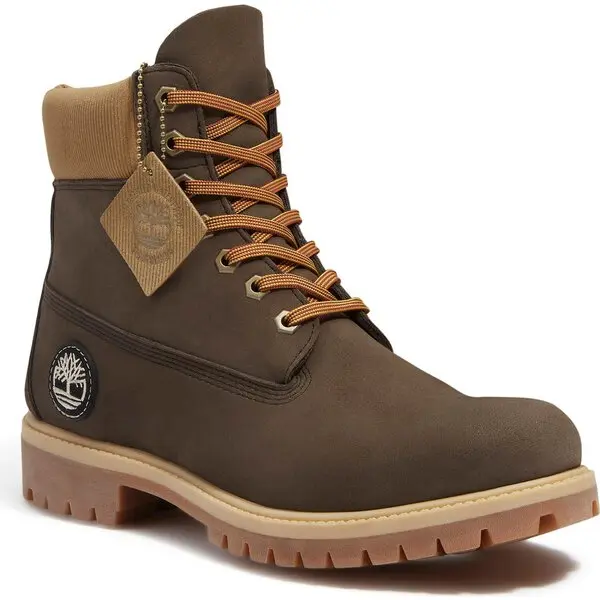 Timberland Premium 6-inch Waterproof Boots - Dark Brown Nubuck/olive