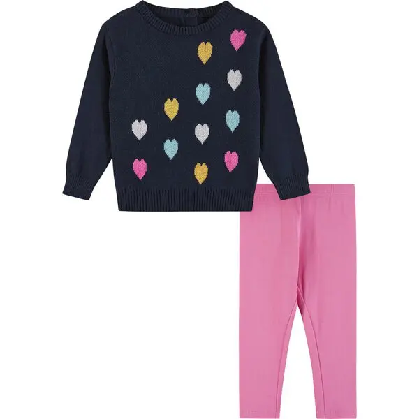 Andy & Evan Intarsia Heart Sweater And Leggings Set