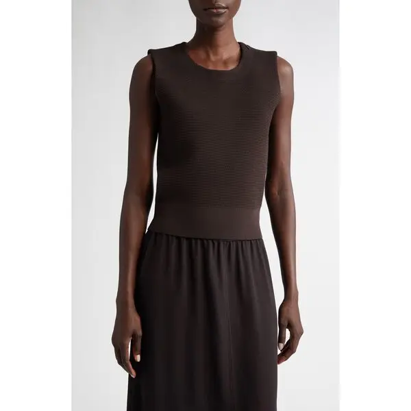 St. John Sleeveless Piqué Knit Top