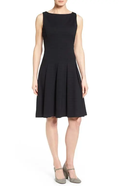 Halogen Ponte Fit & Flare Dress - Black | Editorialist