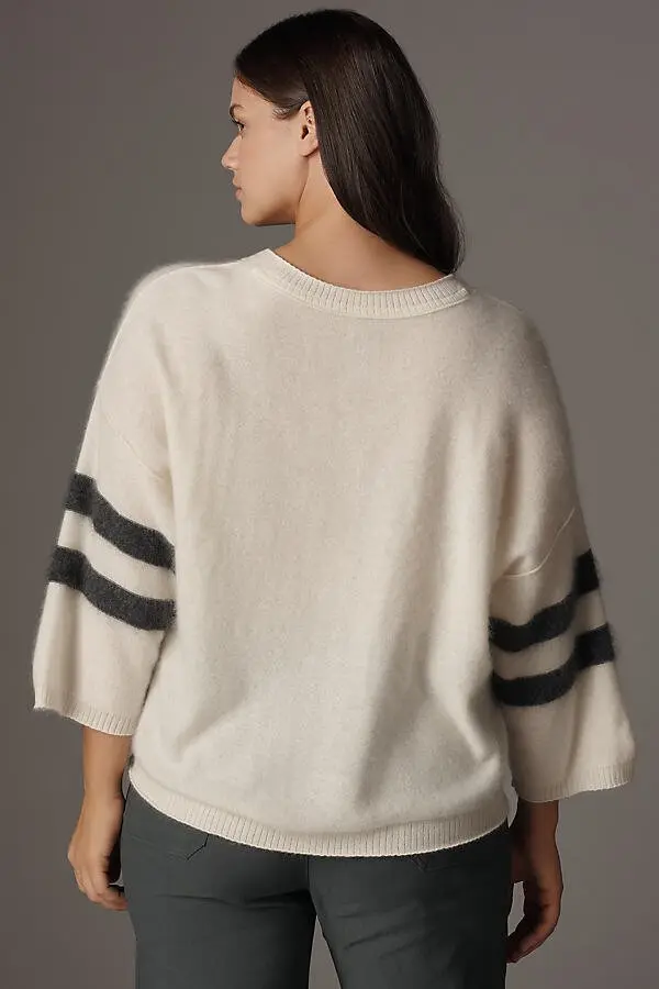 PILCRO Brushed Cashmere Boxy Crop Sweater - Ivory