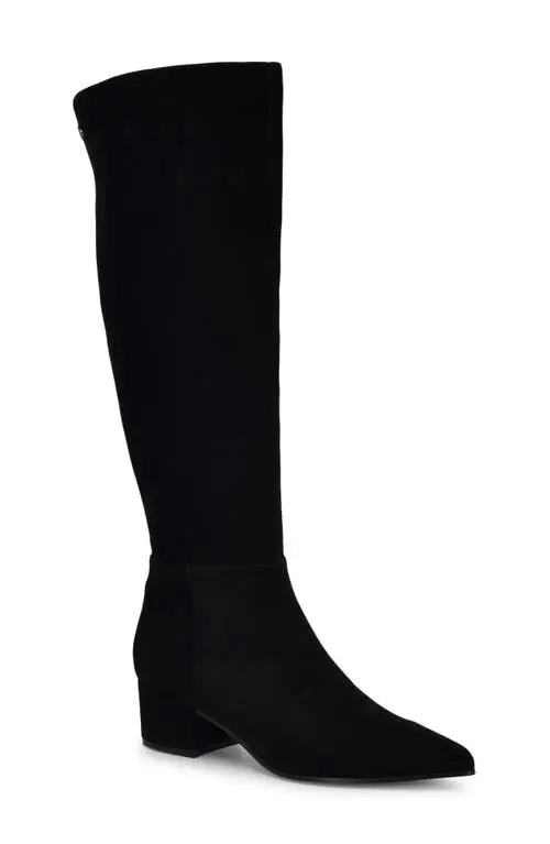 Nine West Morgin Pointed Toe Knee High Boots - Black Suede