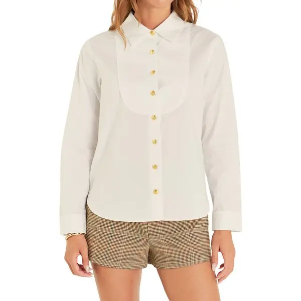 English Factory Bib Collar Cotton Shirt