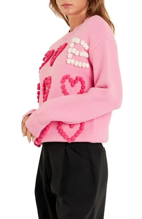 English Factory Pompom Heart Crewneck Sweater