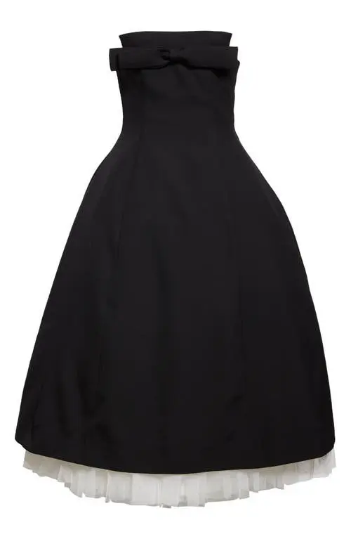 strapless bow front midi dress Strapless Bow-Front Midi Dress