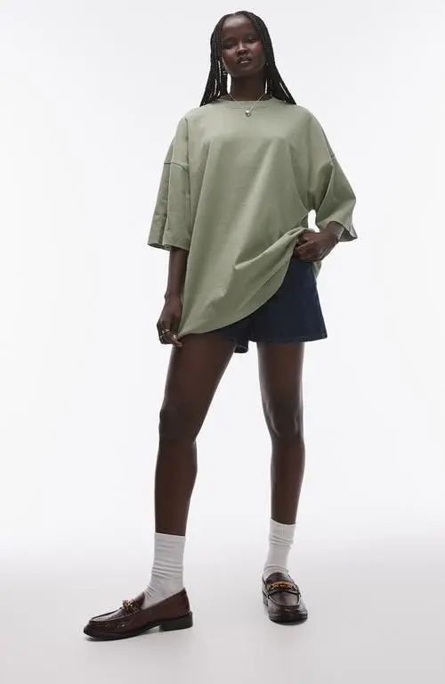 Topshop Oversized Cotton T-shirt - Khaki