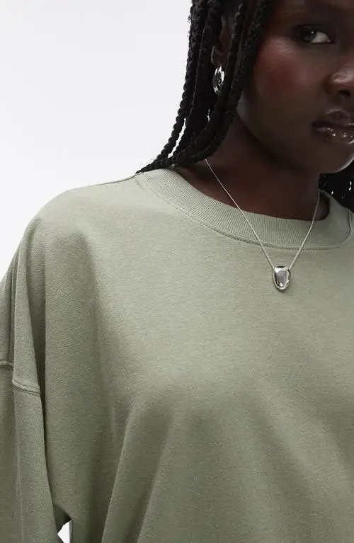 Topshop Oversized Cotton T-shirt - Khaki