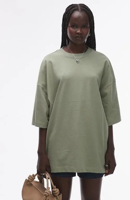 Topshop Oversized Cotton T-shirt - Khaki