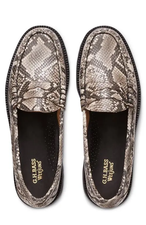 G.H.BASS Larson Snakeskin-embossed Penny Loafer