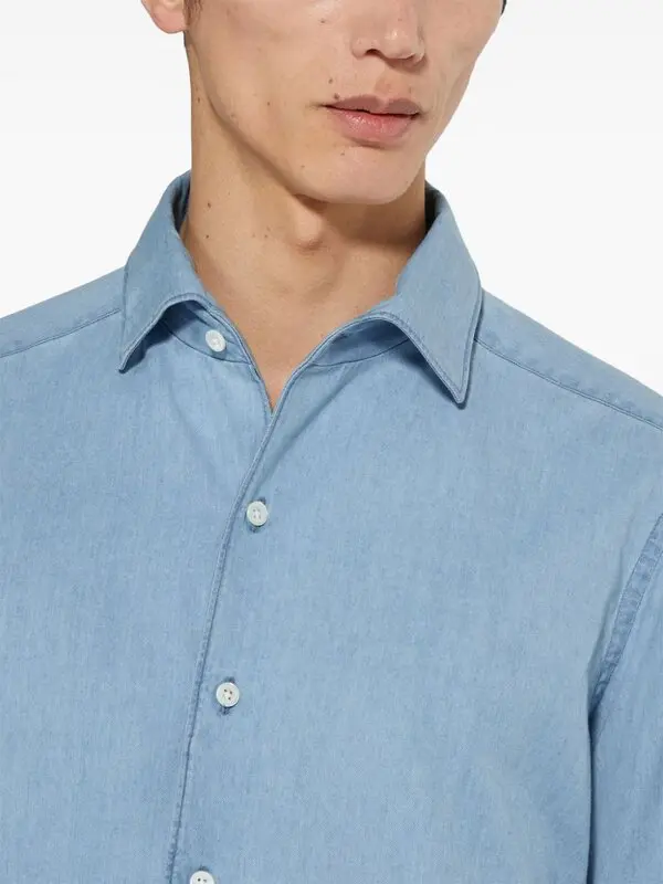 Zegna Bleached-denim Shirt