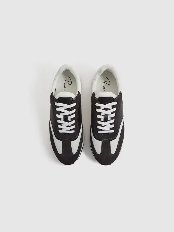 REISS Emmett Leather Suede Trainers