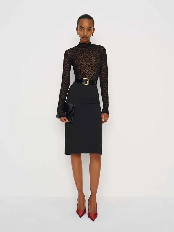 REFORMATION Nell Knit Top - Black