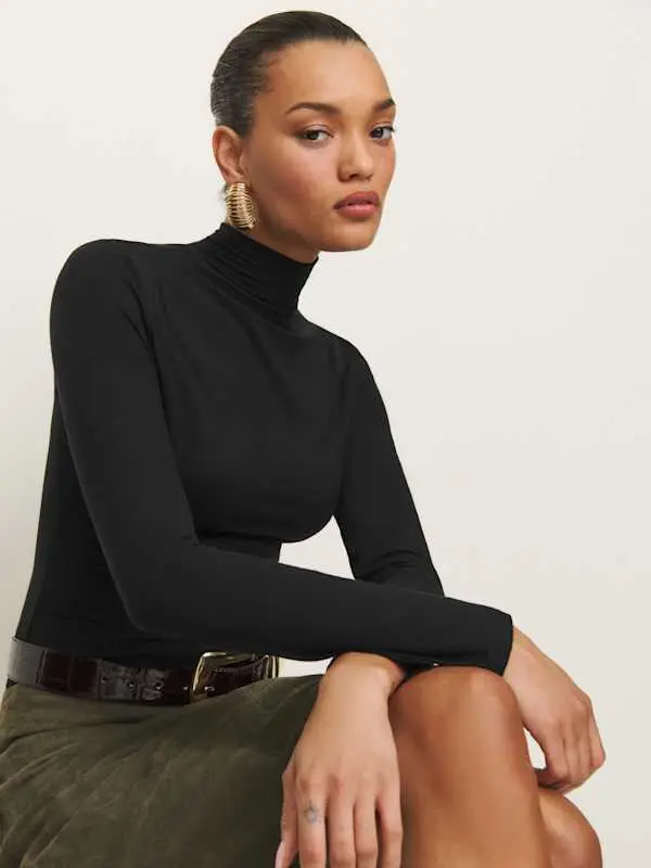 REFORMATION Nell Knit Top - Black