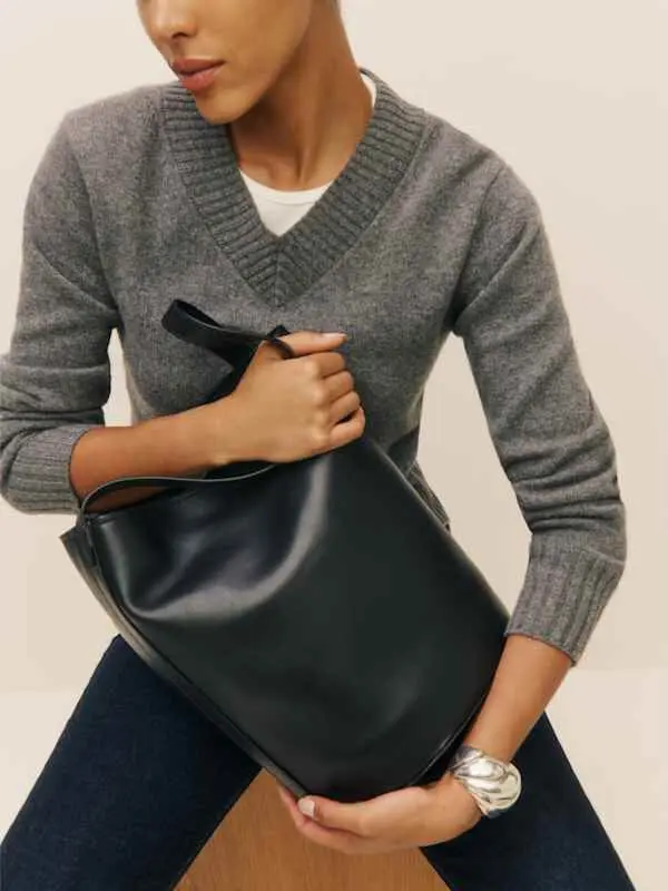 REFORMATION Seleena Bucket Bag - Black