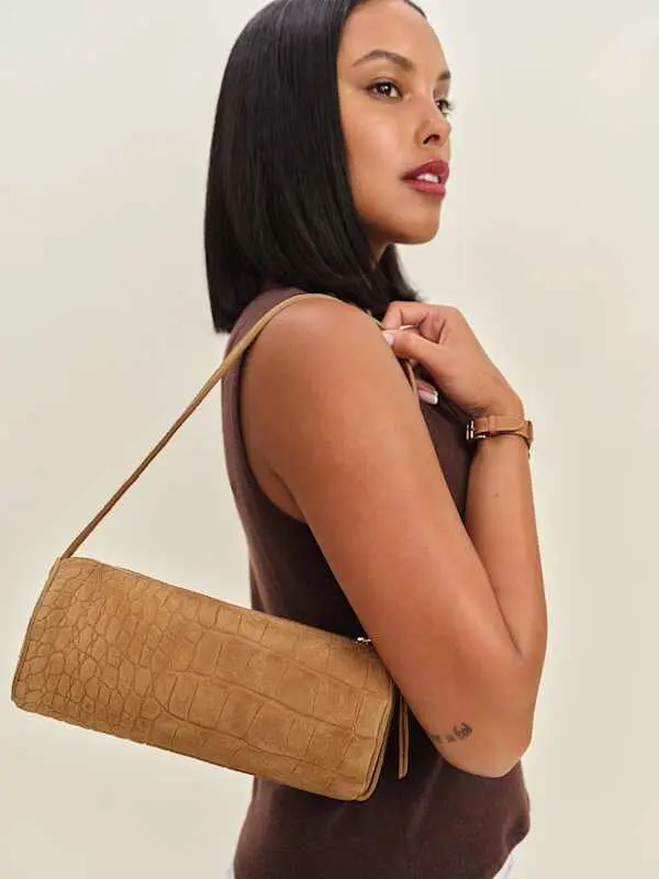 REFORMATION Simona Cylinder Shoulder Bag - Brown