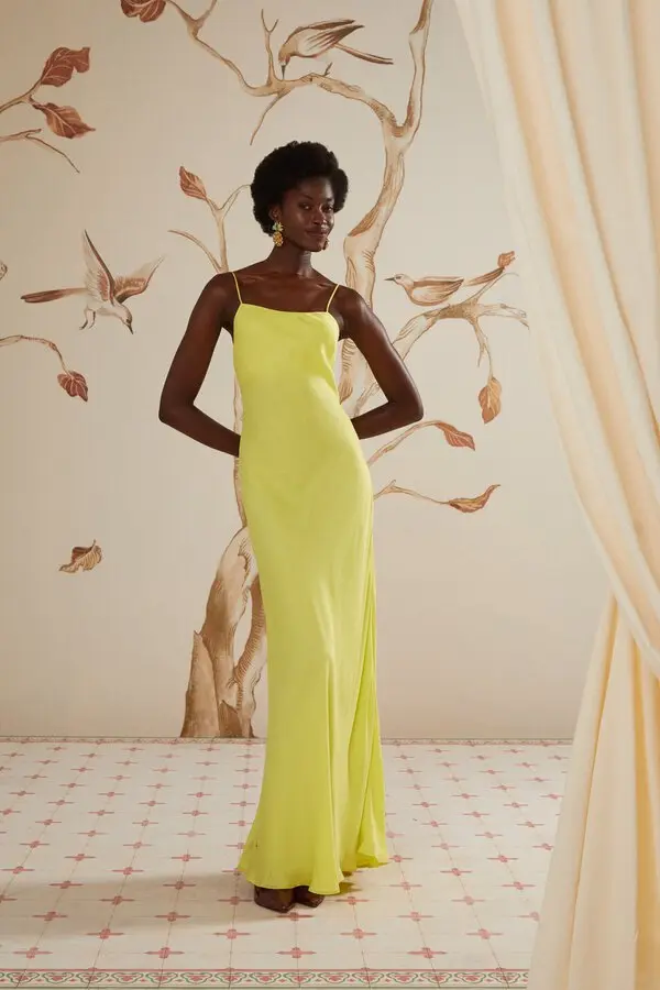 neon green slip dress Anaise Slip Dress, Japanese Cupro, Meadow