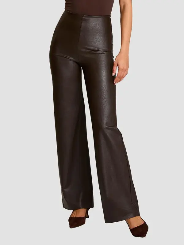 Commando Faux-leather Wide-leg Pants - Espresso