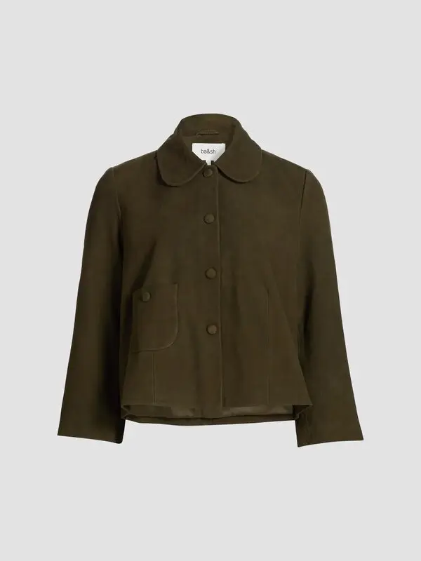 Ba&sh Milos Leather Jacket - Khaki